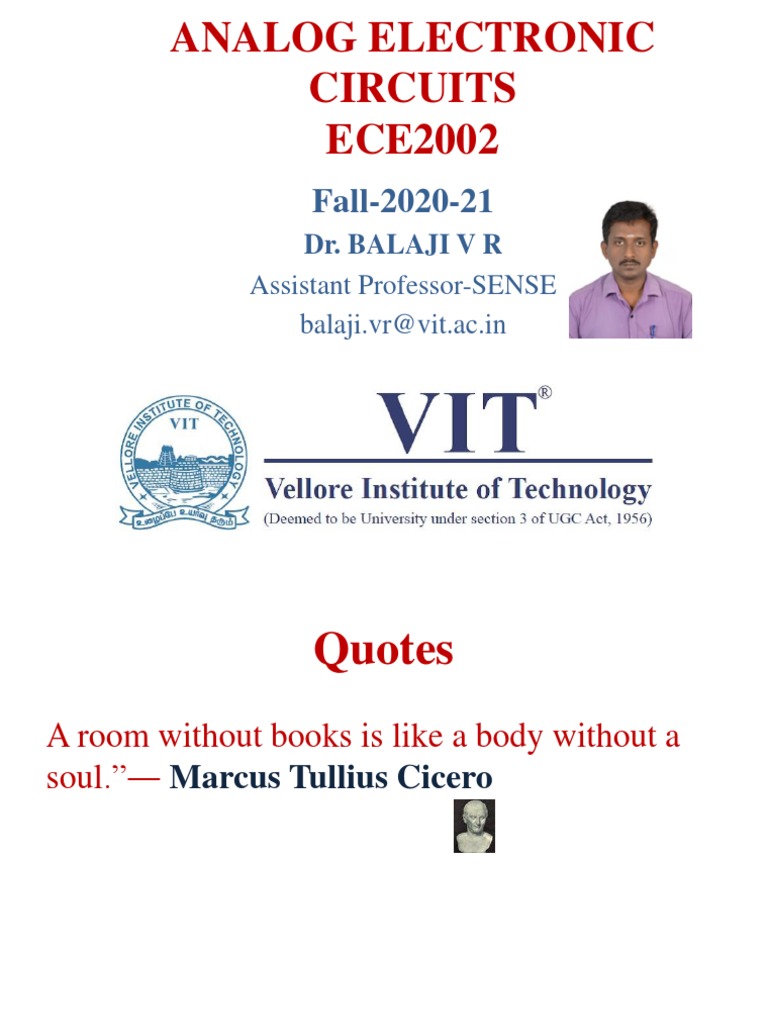 Analog Electronic Circuits ECE2002: Fall-2020-21 | PDF | Diode | Electrical Network