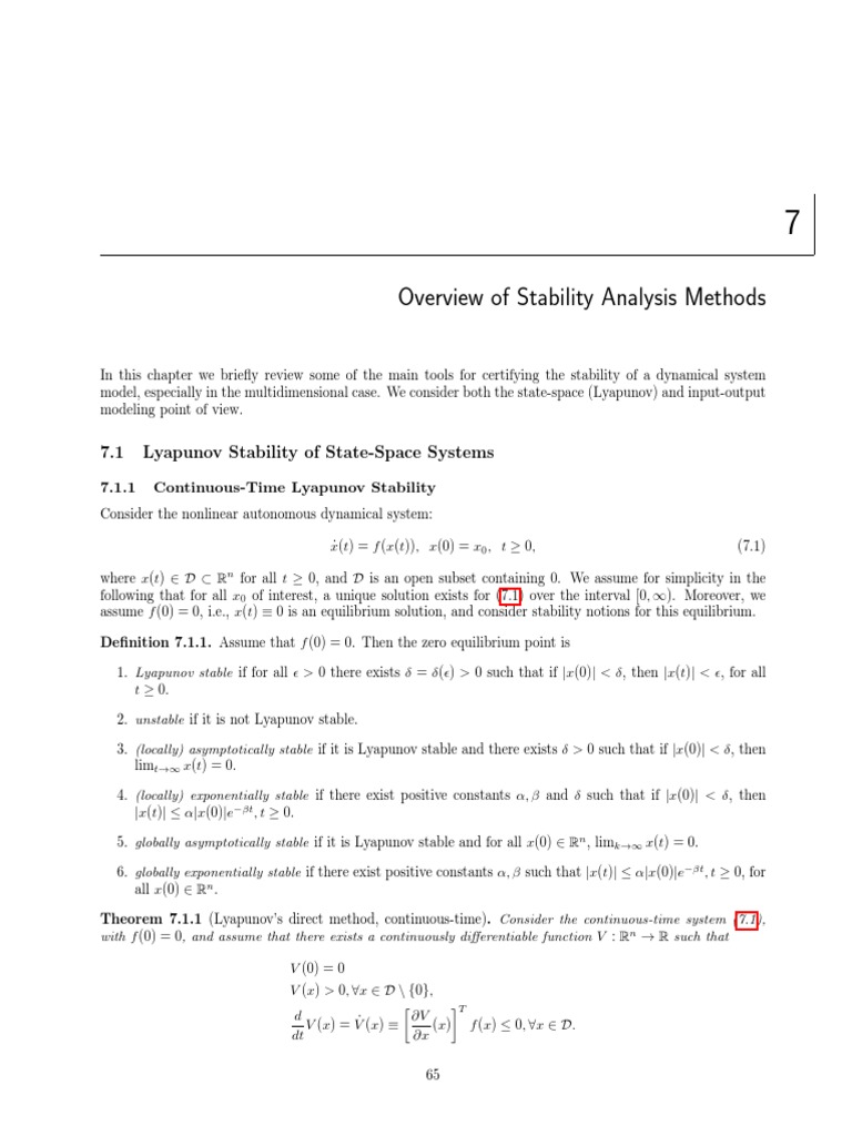 Overview of Stability Analysis Methods | PDF | Stability Theory ...