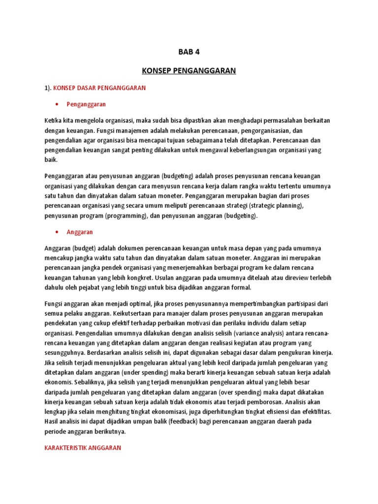 Bab 4 (Konsep Penganggaran) | PDF