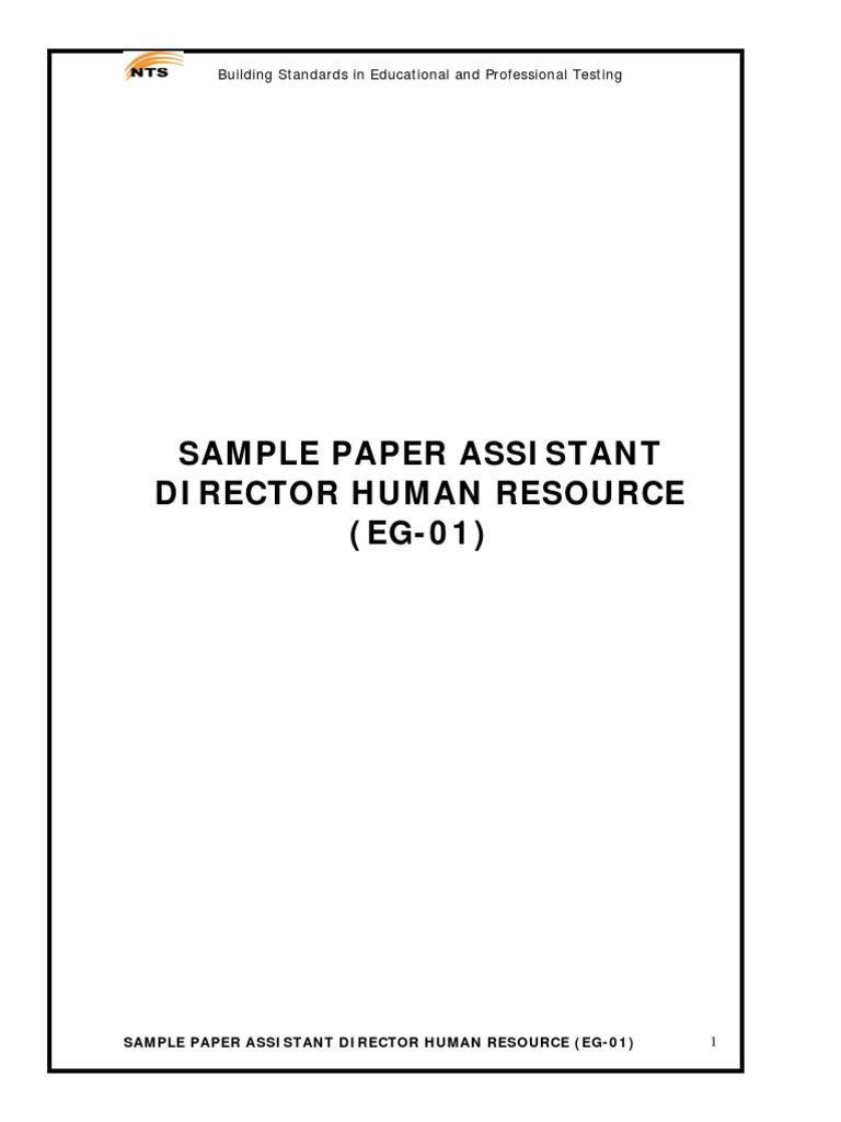 Assistant Director HR Sample Paper | PDF | Wire | Human Resource Management