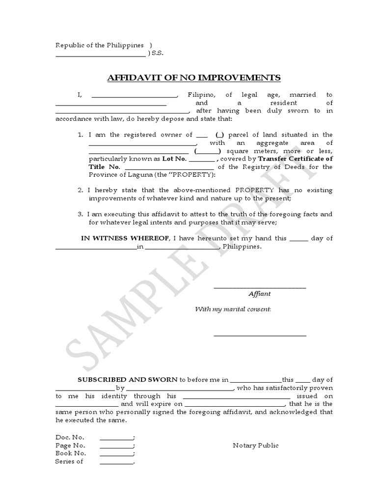 Affidavit of No Improvement - Form | PDF