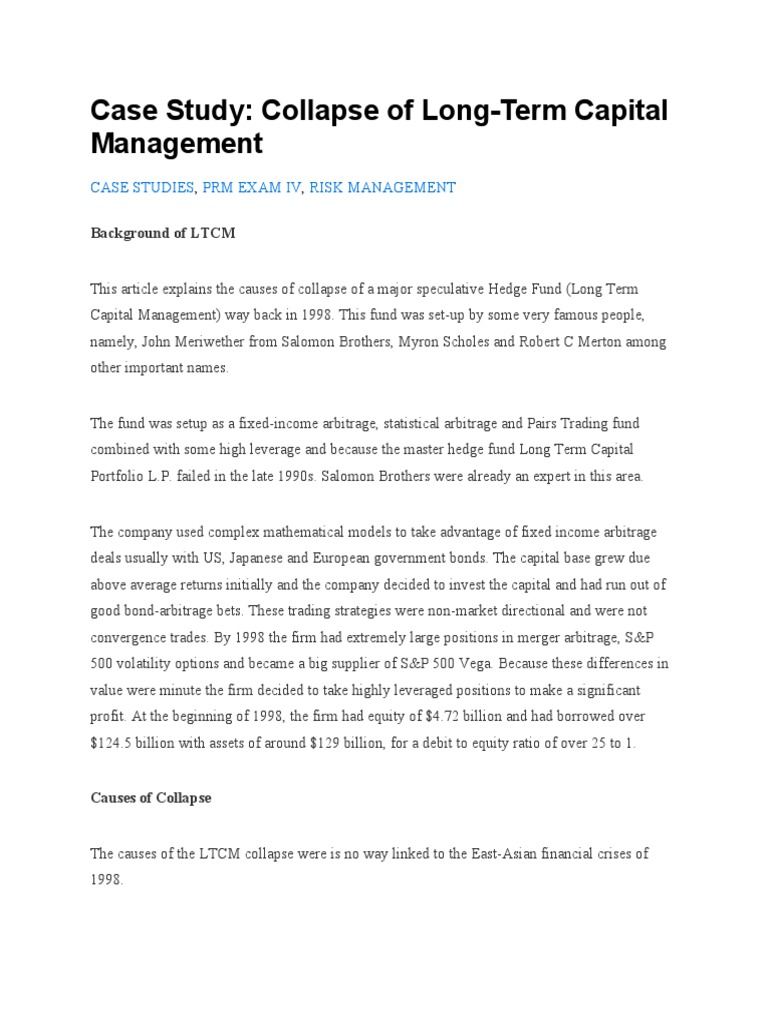 Case Study - Financial Markets | PDF | Long Term Capital Management ...