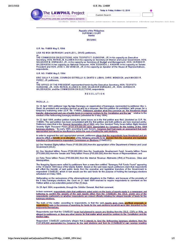 Liga v. COMELEC | PDF | Commission On Elections (Philippines ...