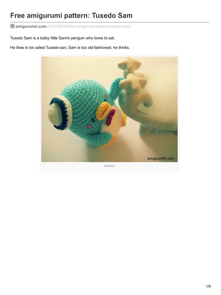 Free Tuxedo Sam Amigurumi Pattern | PDF | Sewing | Textile Arts