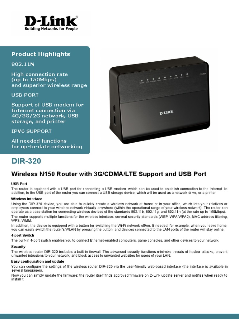 Product Highlights: Wireless N150 Router With 3G/CDMA/LTE Support and ...