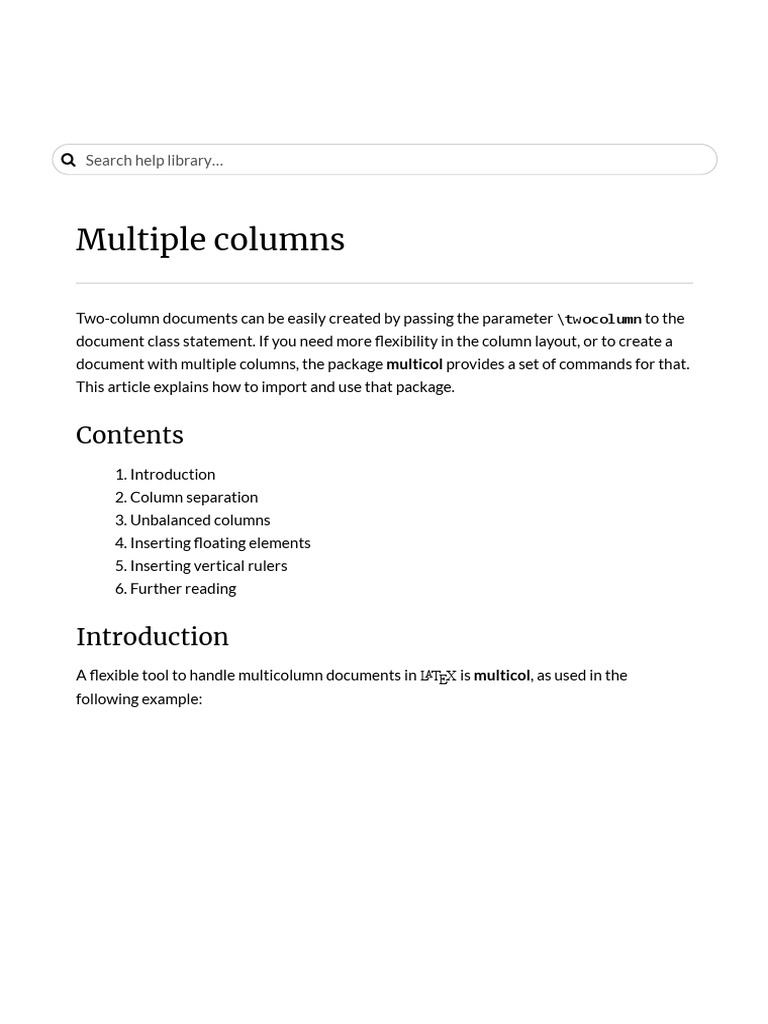 Multiple Columns Overleaf Online Latex Editor Pdf Download Free Pdf Typefaces Bracket