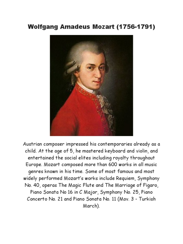 Wolfgang Amadeus Mozart | PDF | Concerto | Wolfgang Amadeus Mozart
