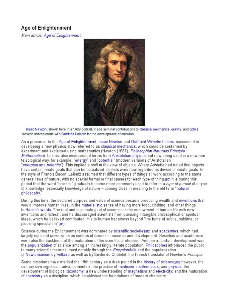 Age of Enlightenment in Science | PDF | Isaac Newton | History Of Science
