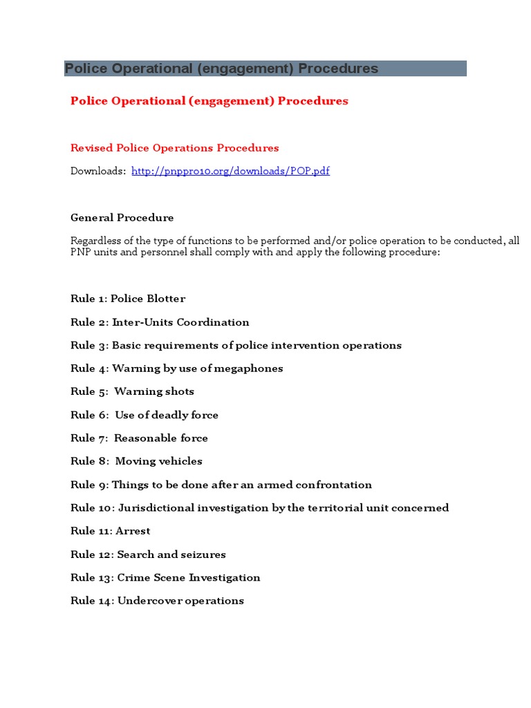 Police Operational Procedure | PDF | Arrest | Search Warrant