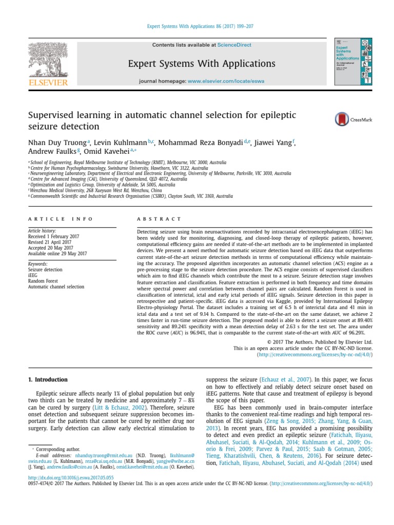 Supervised Learning in Automatic Channel Selection For Epileptic Seizure Detection | PDF ...
