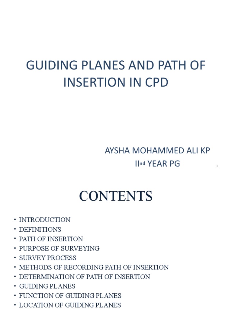 Guiding Planes and Path of Insertion in CDP | PDF | Dental Implant ...