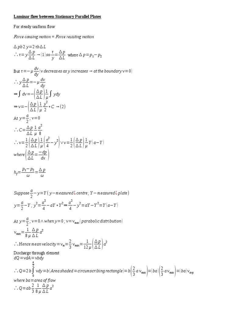 Force Causing Motion Force Resisting Motion: For Steady Uniform Flow ...