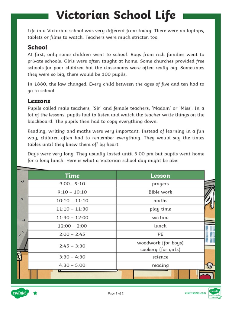 GCC Y8 Victorian Schooling Reading Comprehension | PDF | Teachers | Schools