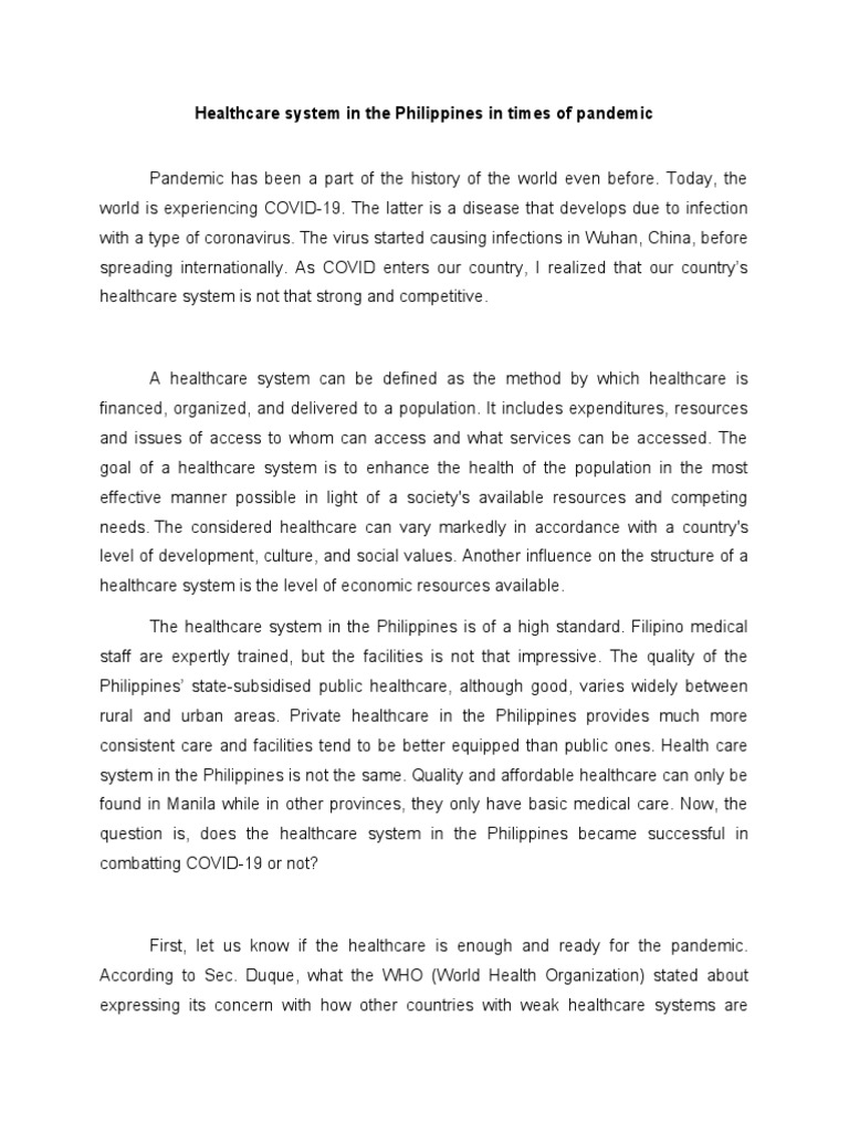 Philippines Healthcare System During COVID-19 | PDF | Health System ...