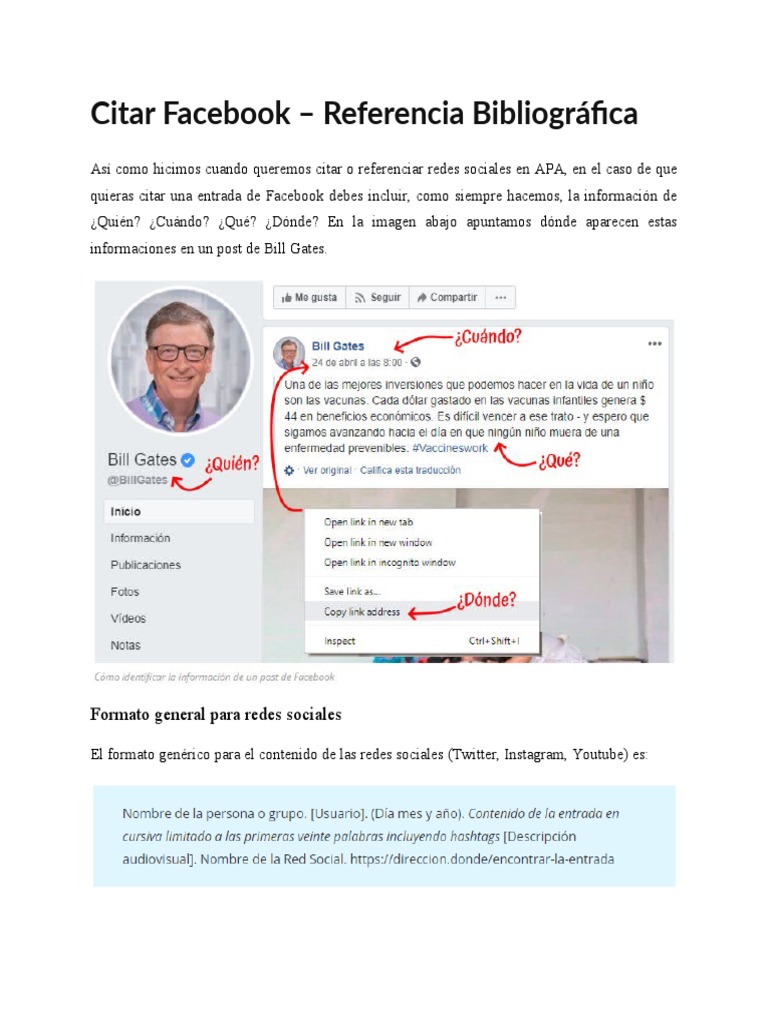 Citar Facebook. Normas APA | PDF