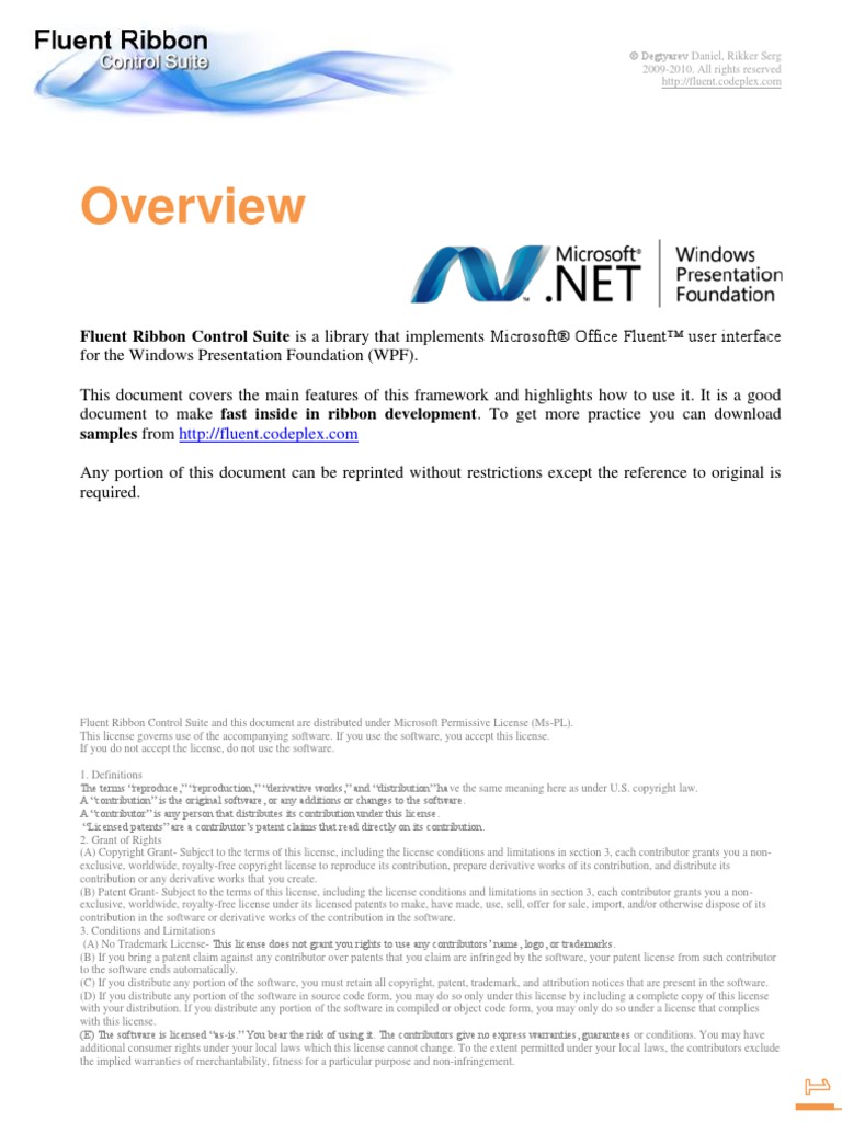 Fluent Ribbon Control Suite Walkthrough | PDF | License | Extensible ...