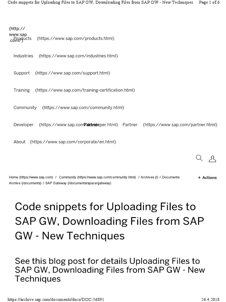 Upload and Download To Sap Gateway | PDF | Computer File | Data