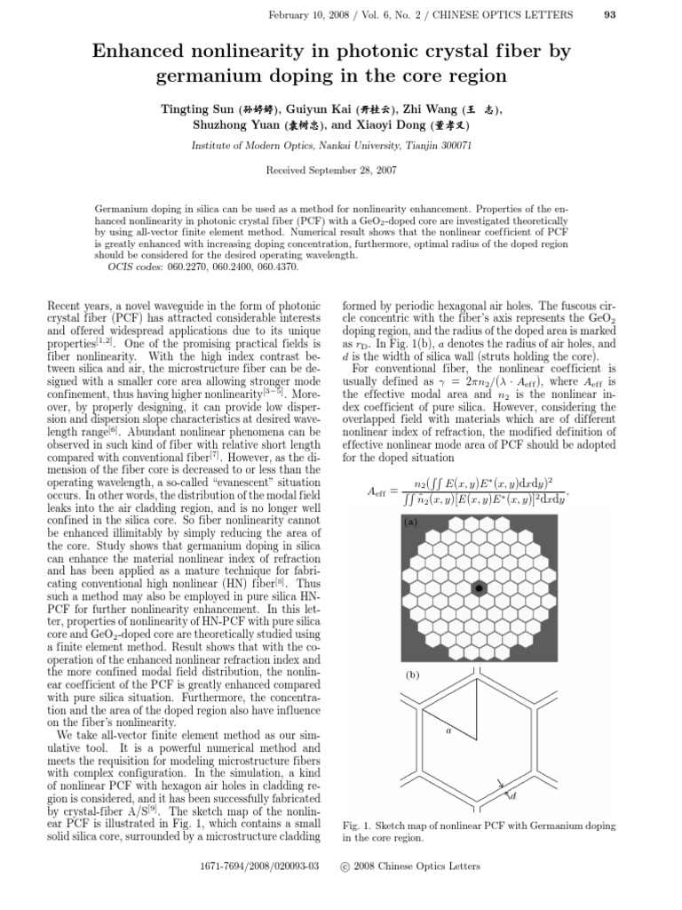 New CHINESE OPTICS LETTERS COL06020093-3 | PDF | Optical Fiber | Wavelength
