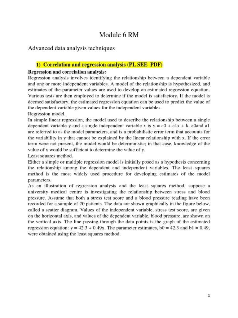 Module 6 RM: Advanced Data Analysis Techniques | PDF | Descriptive Statistics | Correlation And ...