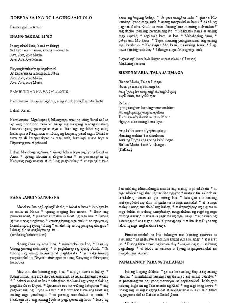 Nobena Sa Ina NG Laging Saklolo | PDF