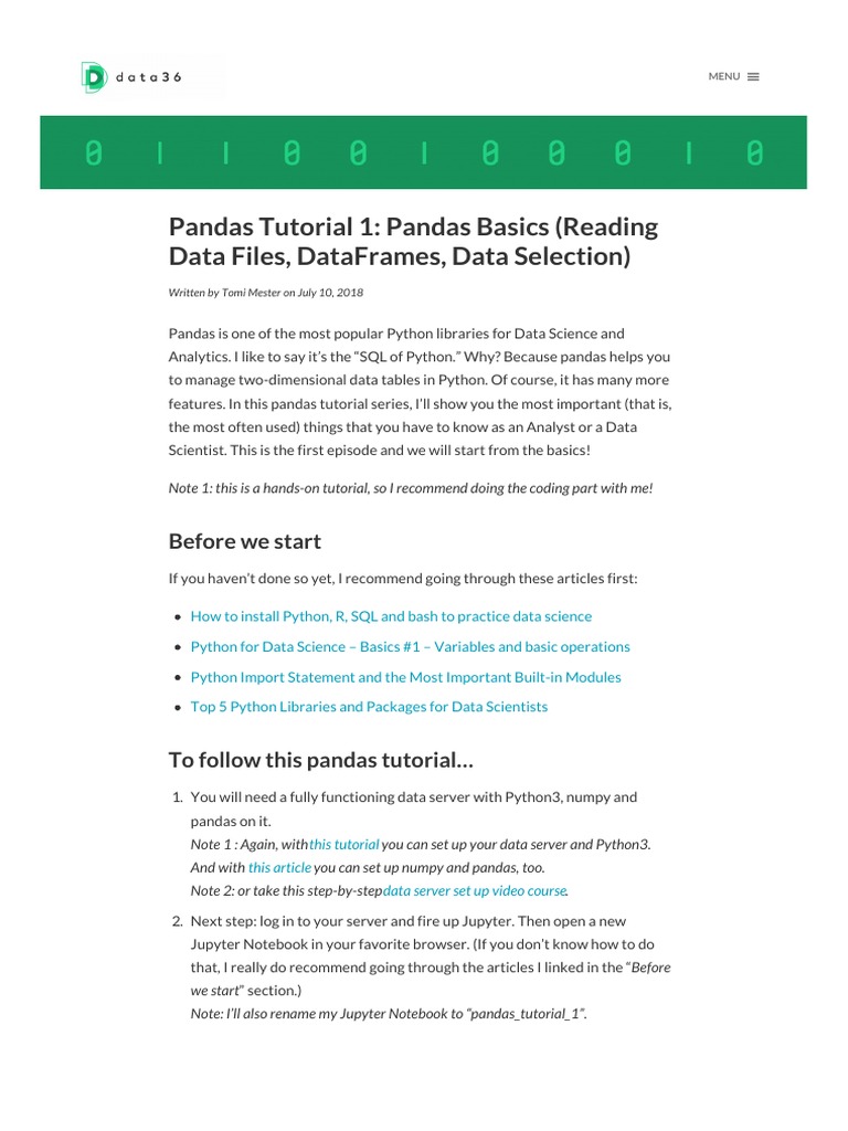Pandas Tutorial 1 Pandas Basics Reading Data Files Dataframes Data Selection Download 