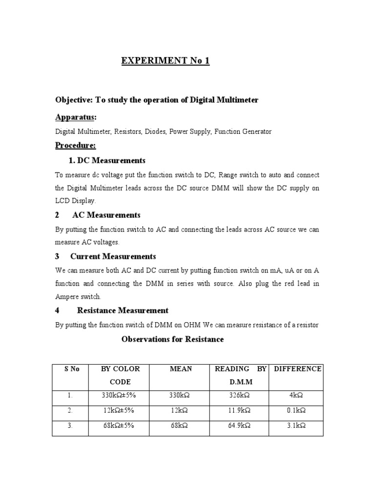 Experiment No 1: Objective: To Study The Operation of Digital ...