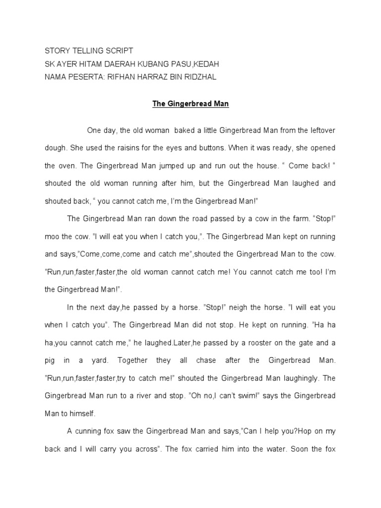 The Gingerbread Man Story Script | PDF