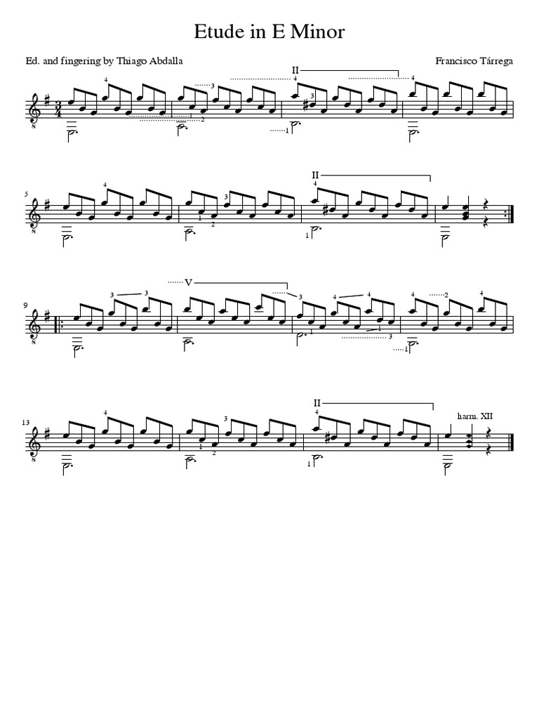 Tárrega's Etude in E Minor for Guitar | PDF