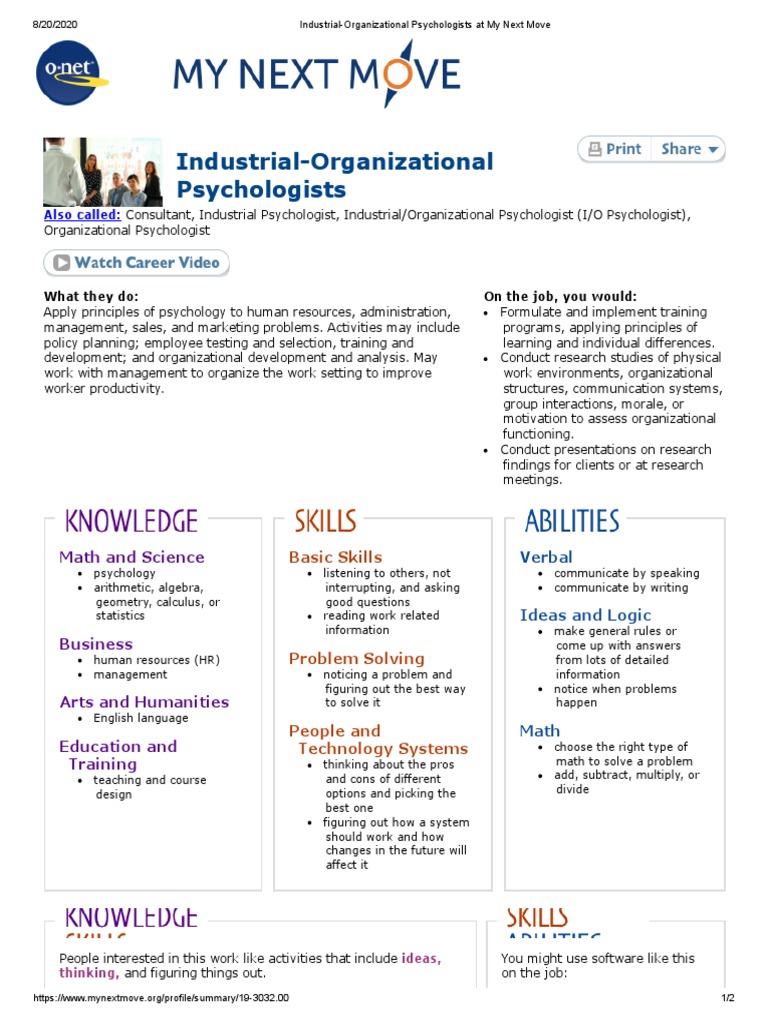 Industrial-Organizational Psychologists | PDF | Industrial And ...