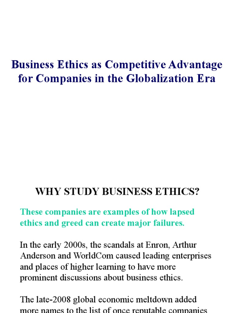 Business Ethics As Competitive Advantage For Companies in The ...