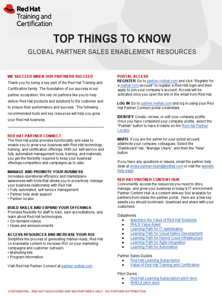 Red Hat Partner Portal Overview | PDF | Red Hat | Marketing