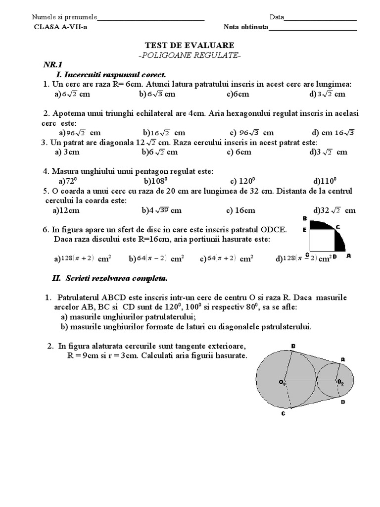 VII Test Poligoane Regulate-Cerc | PDF
