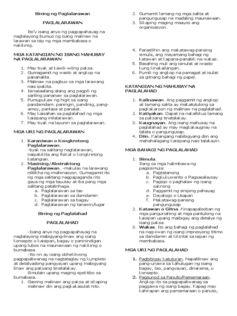 Paglalarawan, Paglalahad, Pangangatwiran | PDF