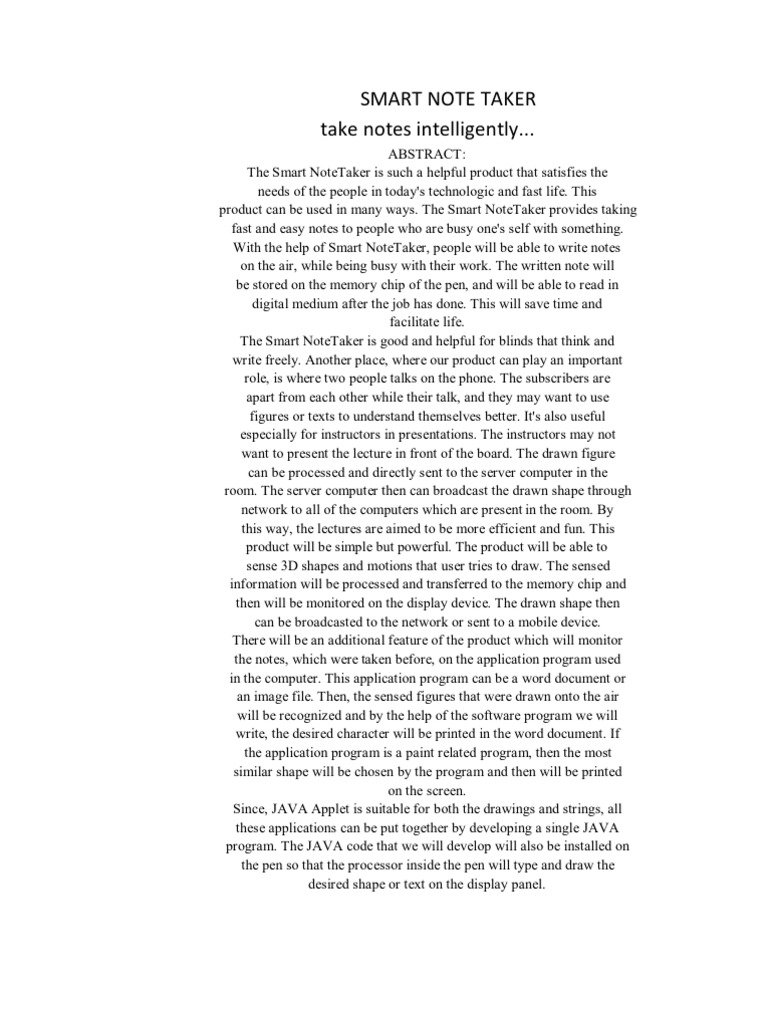Smart Note Taker | PDF | Computer Program | Programming