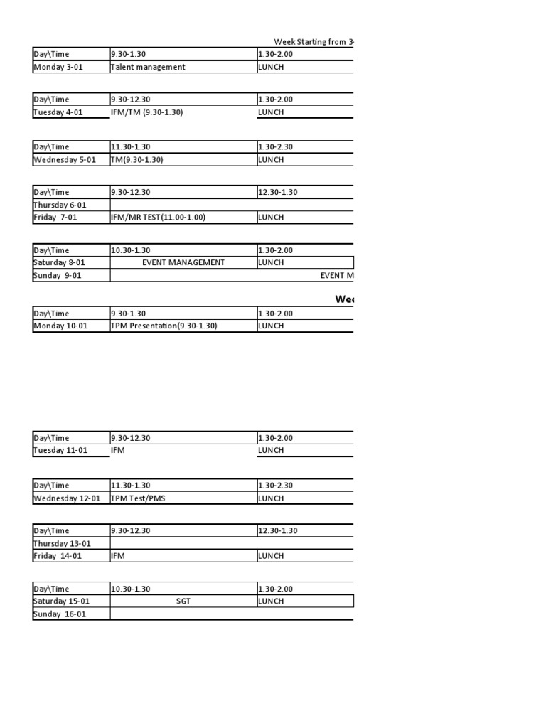 Time - Table | PDF