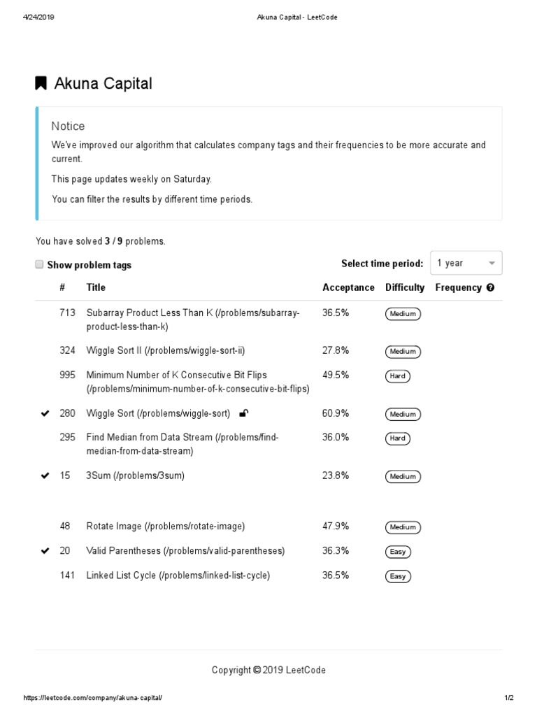 Akuna Capital - LeetCode | PDF