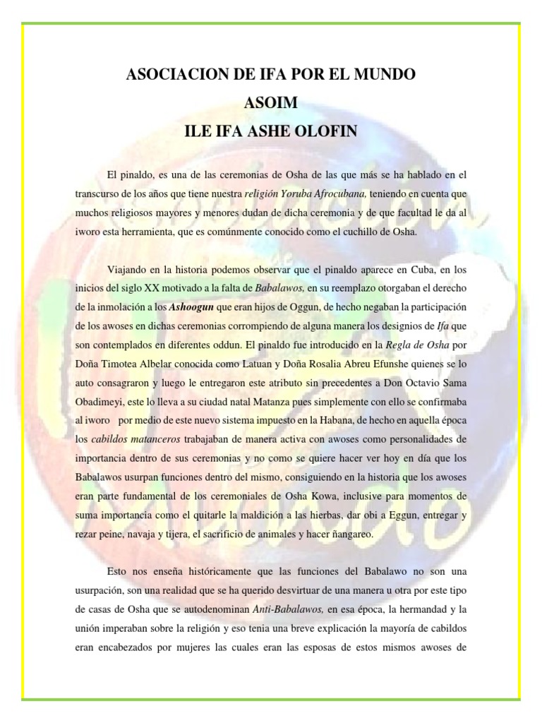 Pinaldo ASOIM | PDF | Santeria | Religión y creencia