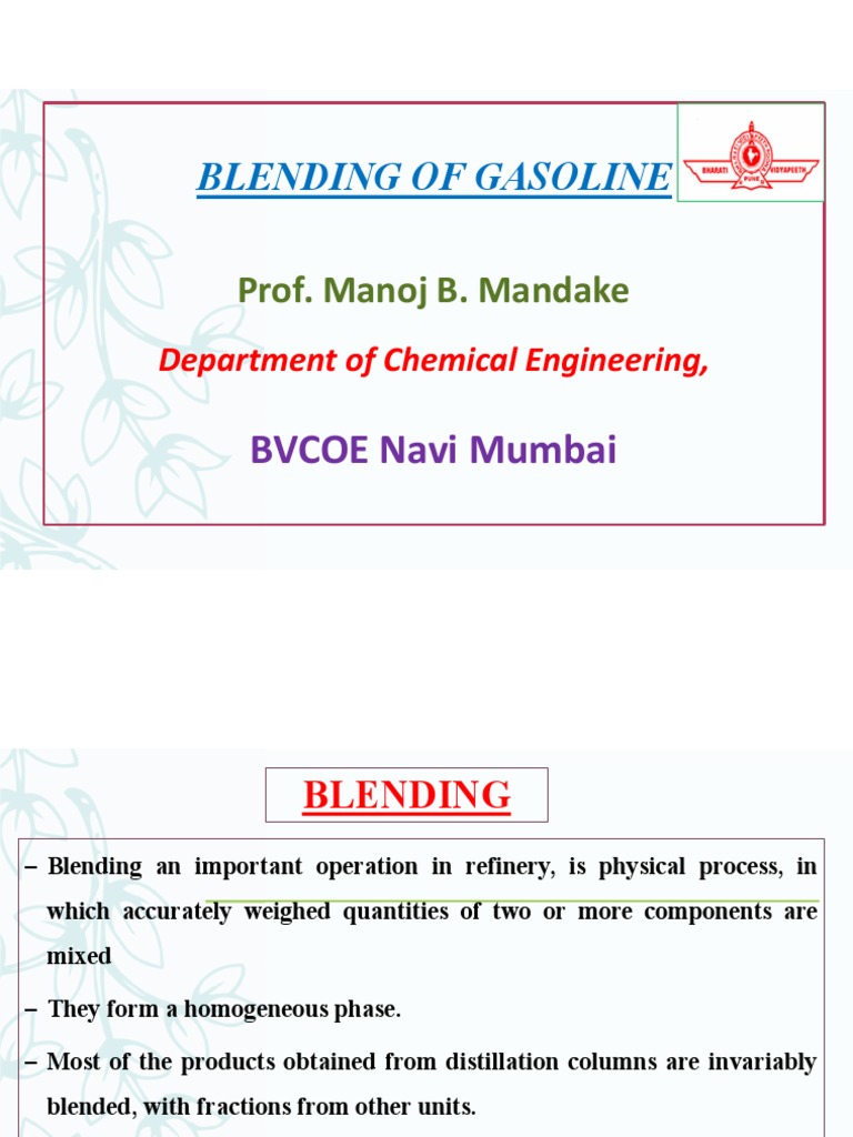 Blending of Gasolin PDF | PDF | Gasoline | Oil Refinery