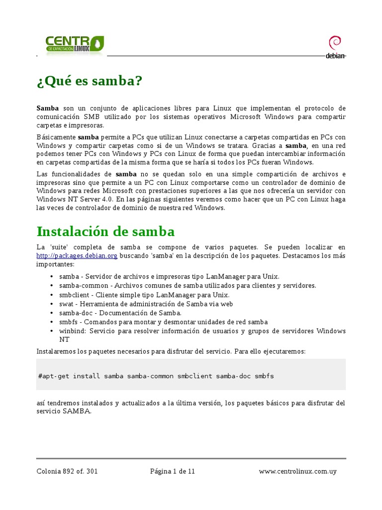 Servidor Samba PDF | Descargar gratis PDF | Microsoft Windows | Archivo de computadora