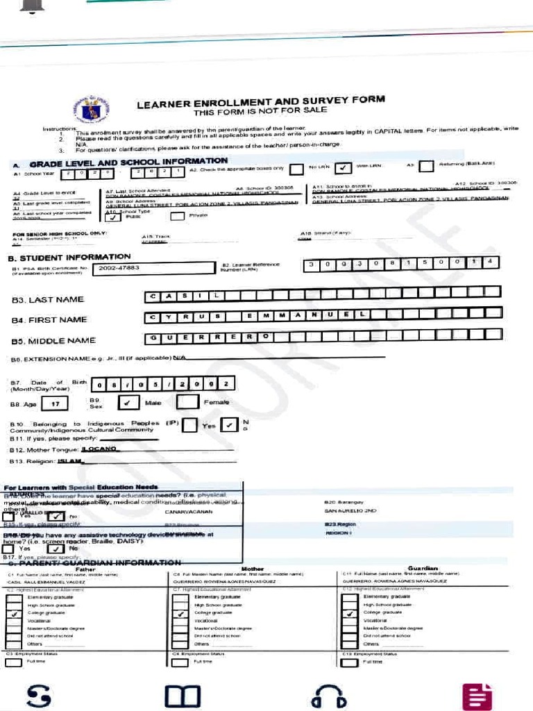 Learner-Enrollment-And-Survey-Form - v8 - English 1 Docs | PDF
