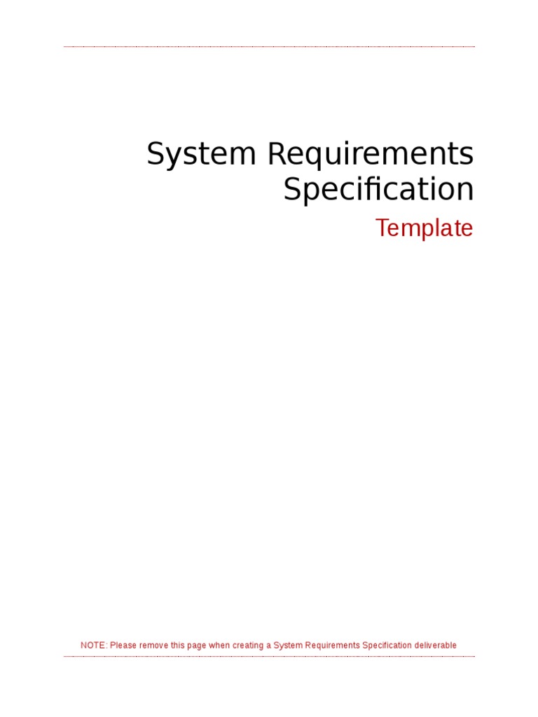 System Requirements Specification: Template | Download Free PDF ...