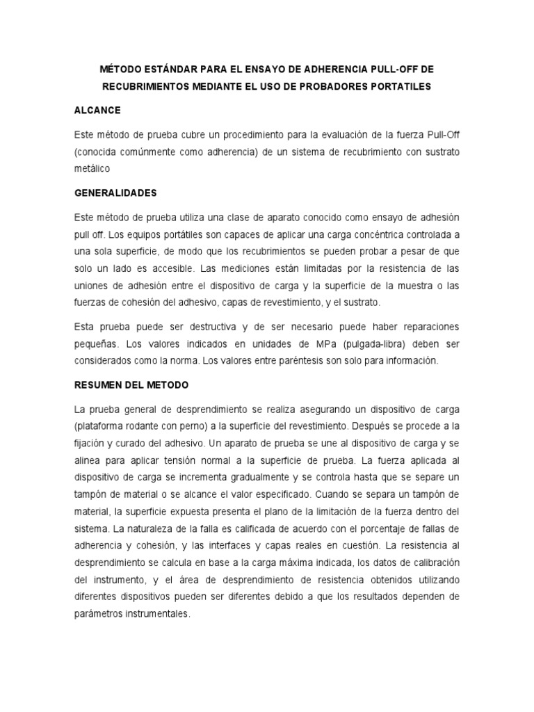 Ensayo Pull-Off de Recubrimientos | PDF | Revestimiento | Adhesión