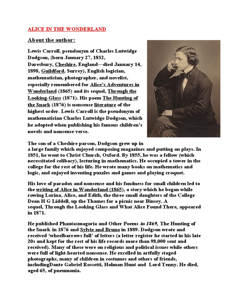 Alice in The Wonderland Assignment | Download Free PDF | Lewis Carroll ...