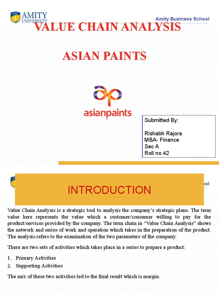 Value Chain Analysis Asian Paints: Amity Business School | PDF | Value ...
