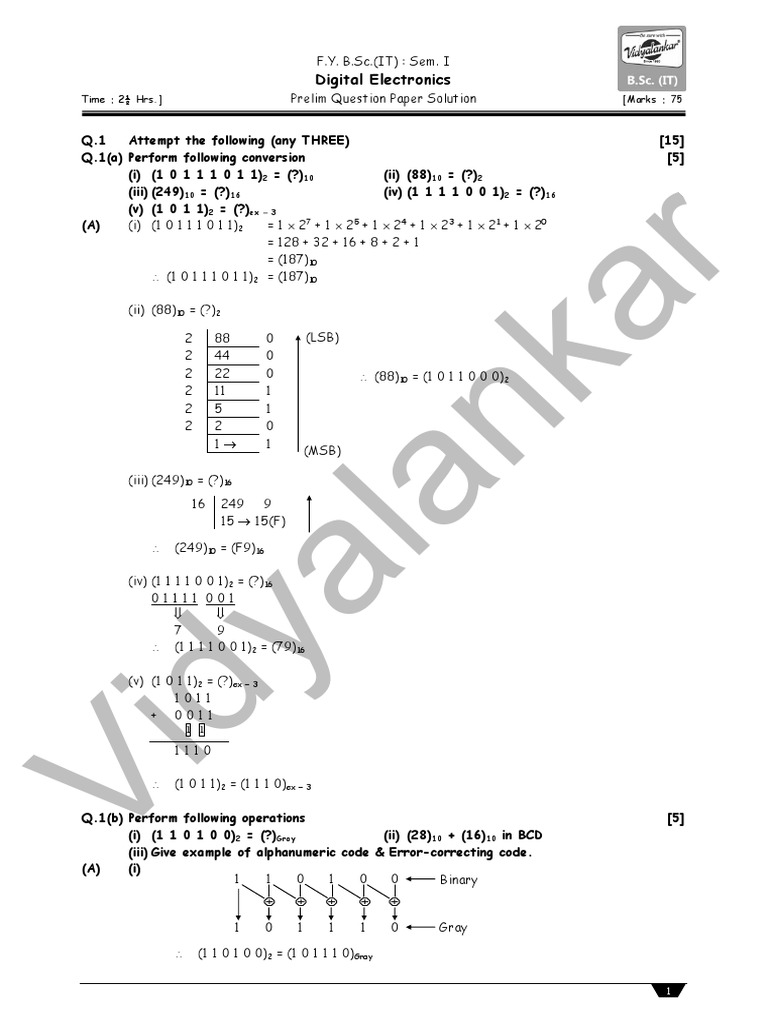 Vidyalankar: Digital Electronics | PDF | Arithmetic | Electronic Engineering