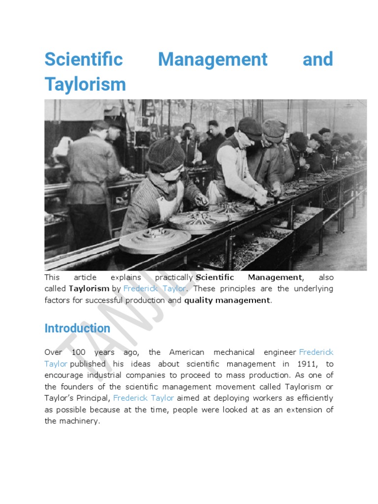 Scientific Management and Taylorism: Frederick Taylor | PDF ...