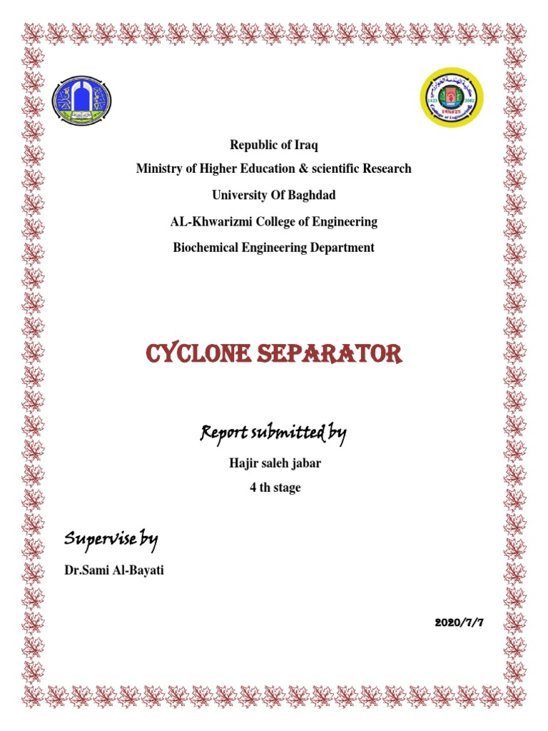 (Cyclone Separator) PDF | PDF | Chemistry | Materials