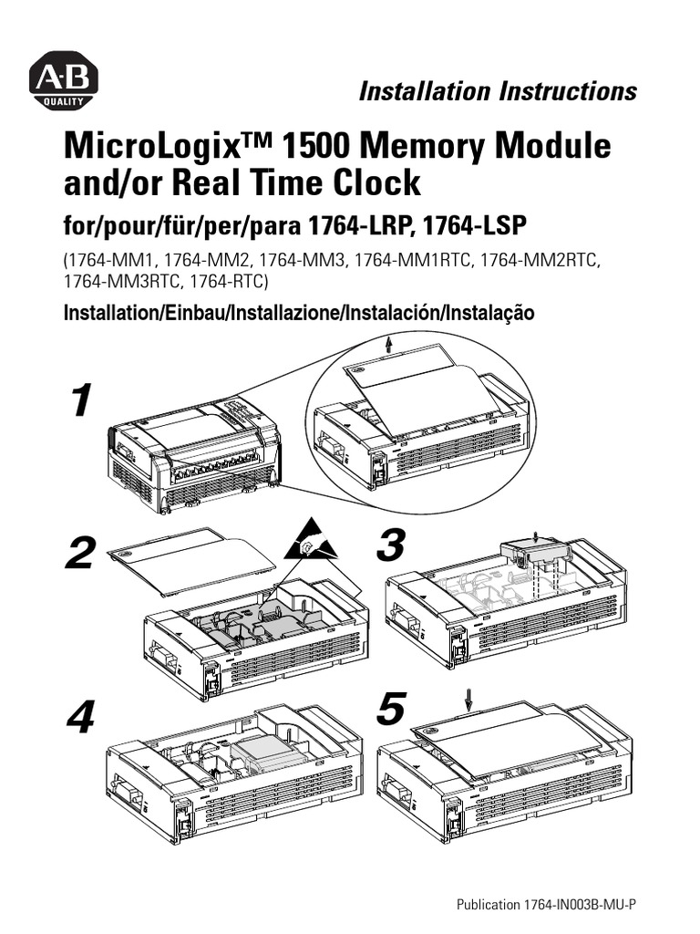 Micrologix™ 1500 Memory Module And/Or Real Time Clock: For/Pour/Für/Per ...
