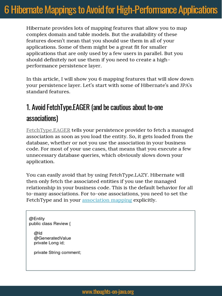 Avoid Fetchtype - Eager (And Be Cautious About To-One Associations) | PDF | Software Design ...