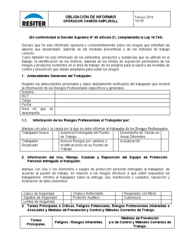 Obligación de Informar Riesgos Laborales | PDF | Ultravioleta | Seguridad y salud ocupacional
